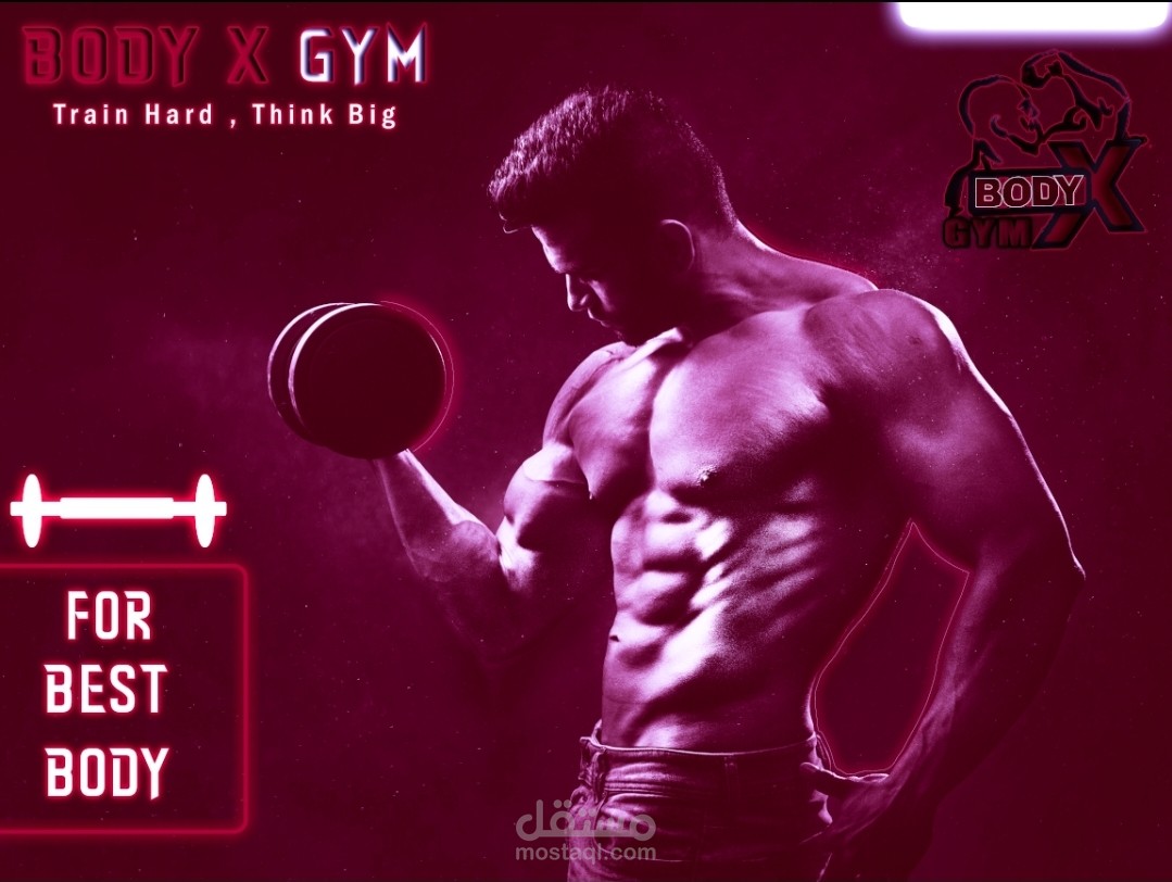 بوستر ترويجي لنادي رياضي (Body x Gym) | مستقل