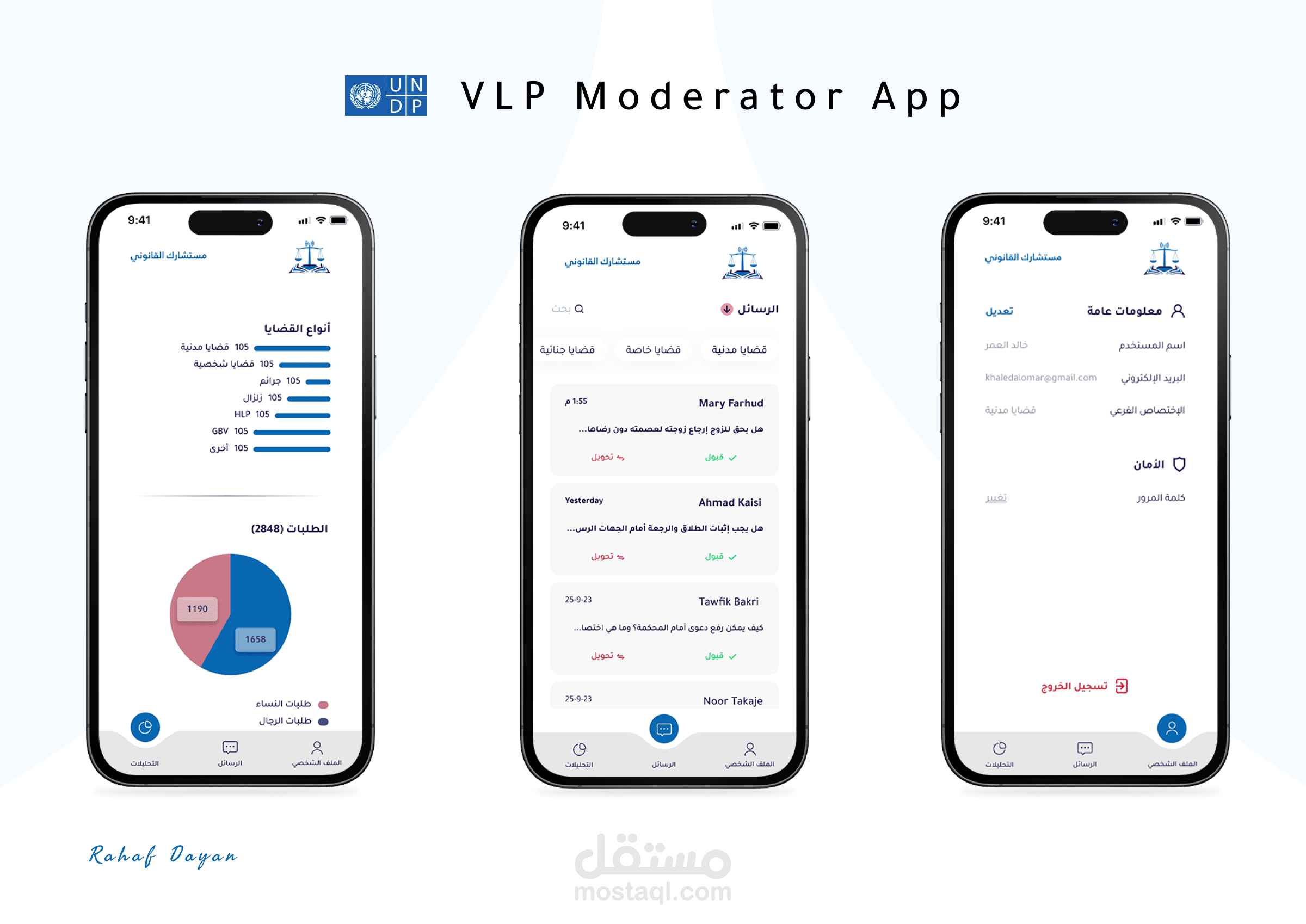 Moderator app- (UNDP) Virtual Legal Platform - مستشارك القانوني | مستقل