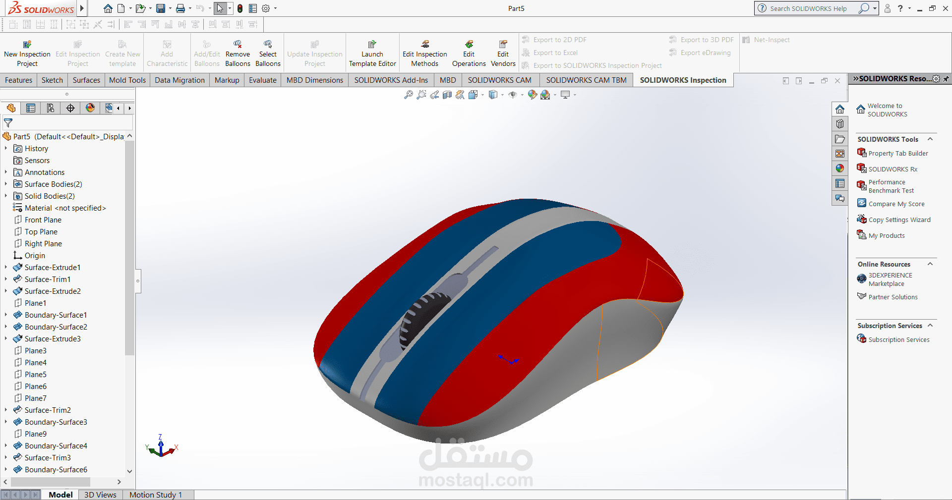 mouse modeling surfacing _solidworks | مستقل
