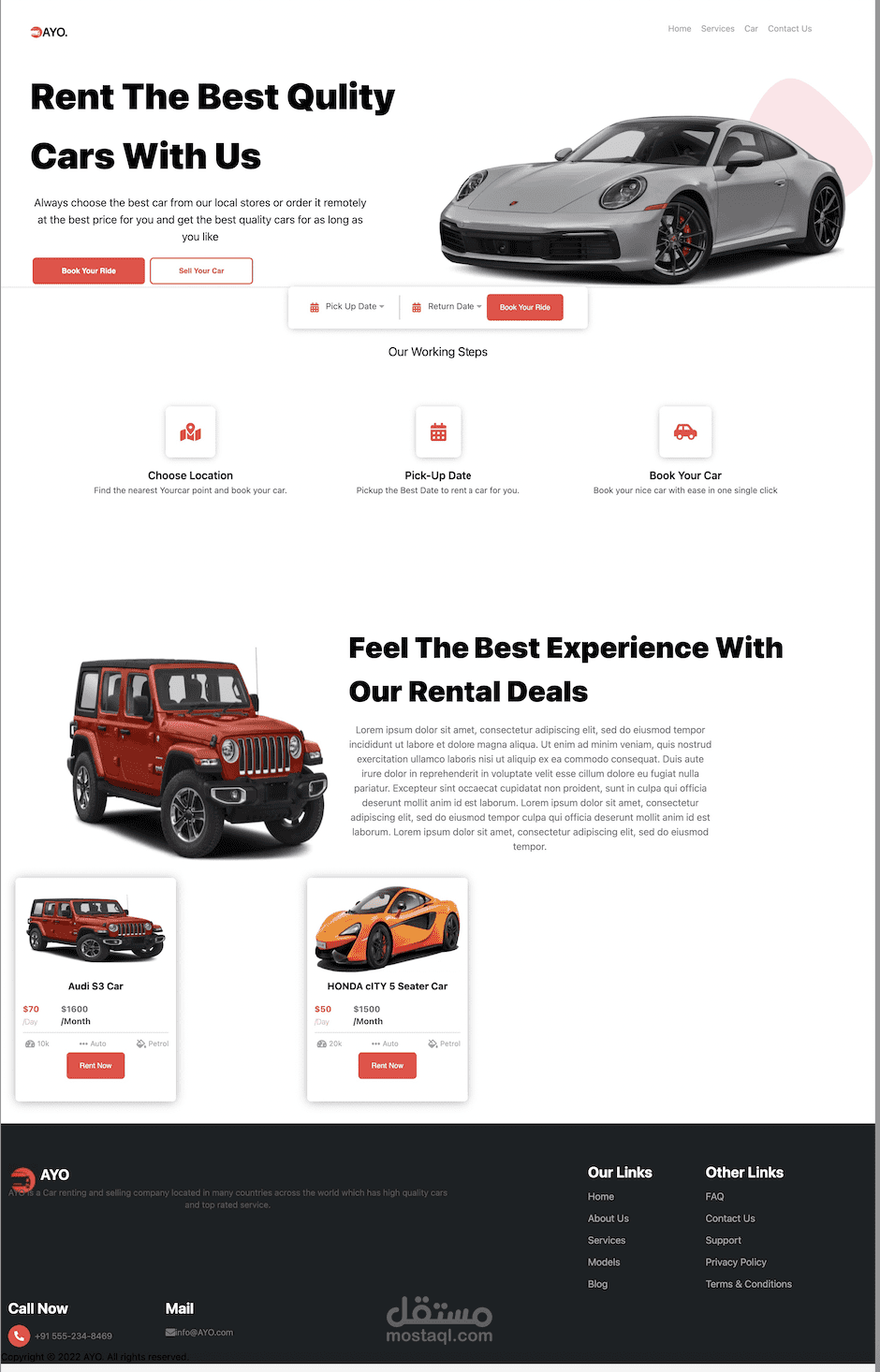 Car rent used React js | مستقل Car rent used React js | مستقل