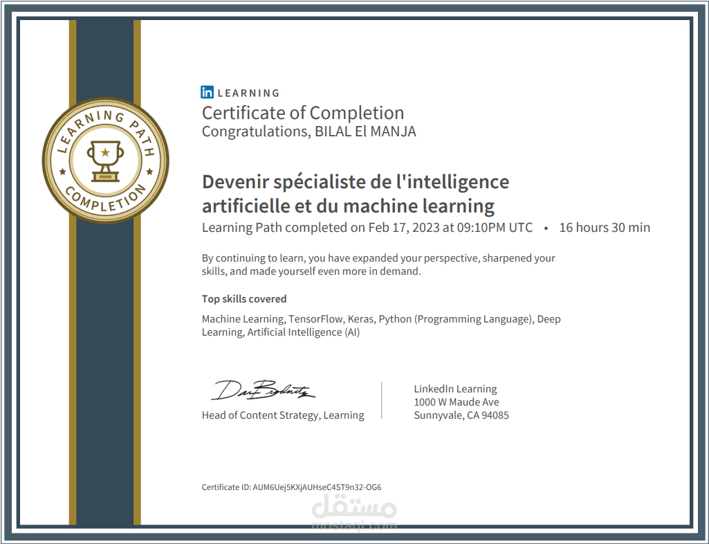 artificial intelligence and machine learning specialist | مستقل