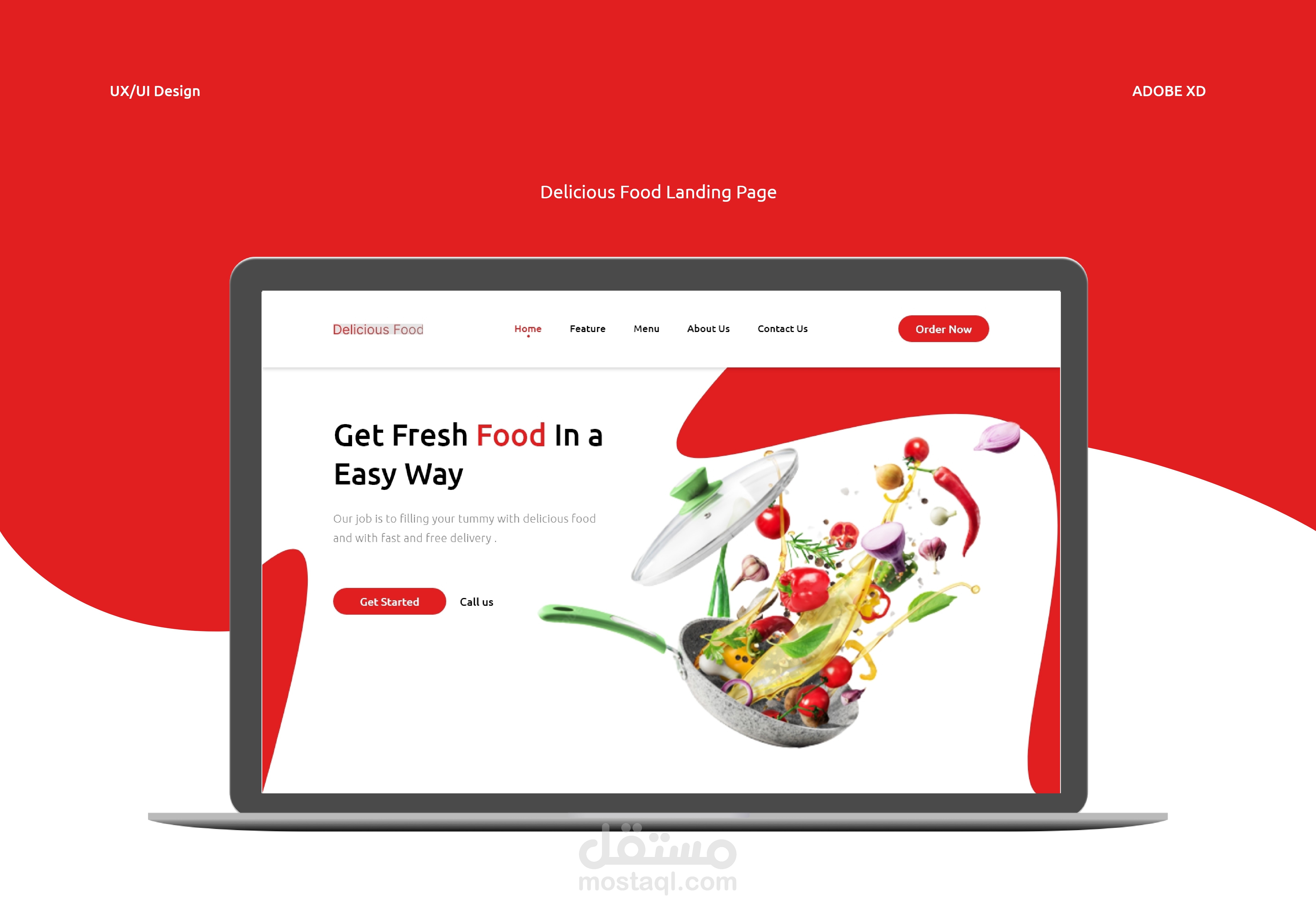 Delicious Food Landing Page Web Design UI | مستقل