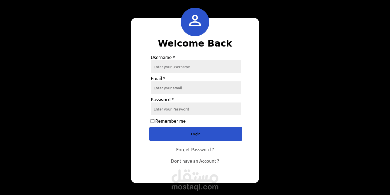 Login Form With with validation (React) | مستقل Login Form With with validation (React) | مستقل