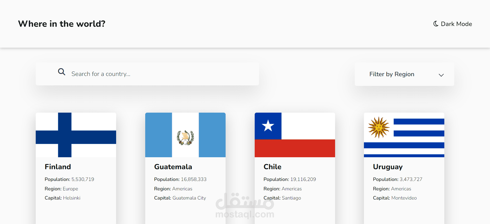 REST API Countries web application | مستقل