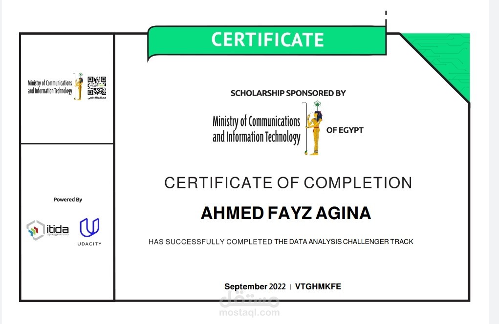 data analysis certificate | مستقل data analysis certificate | مستقل