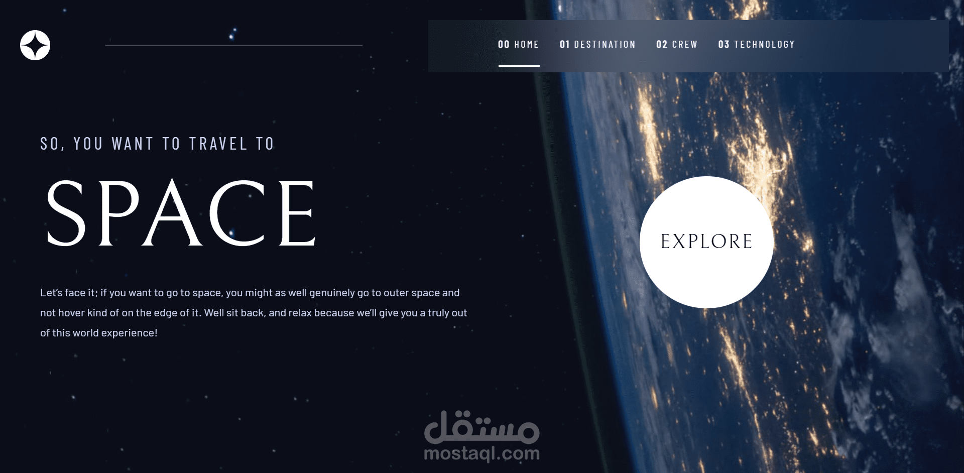 Space tourism website | مستقل