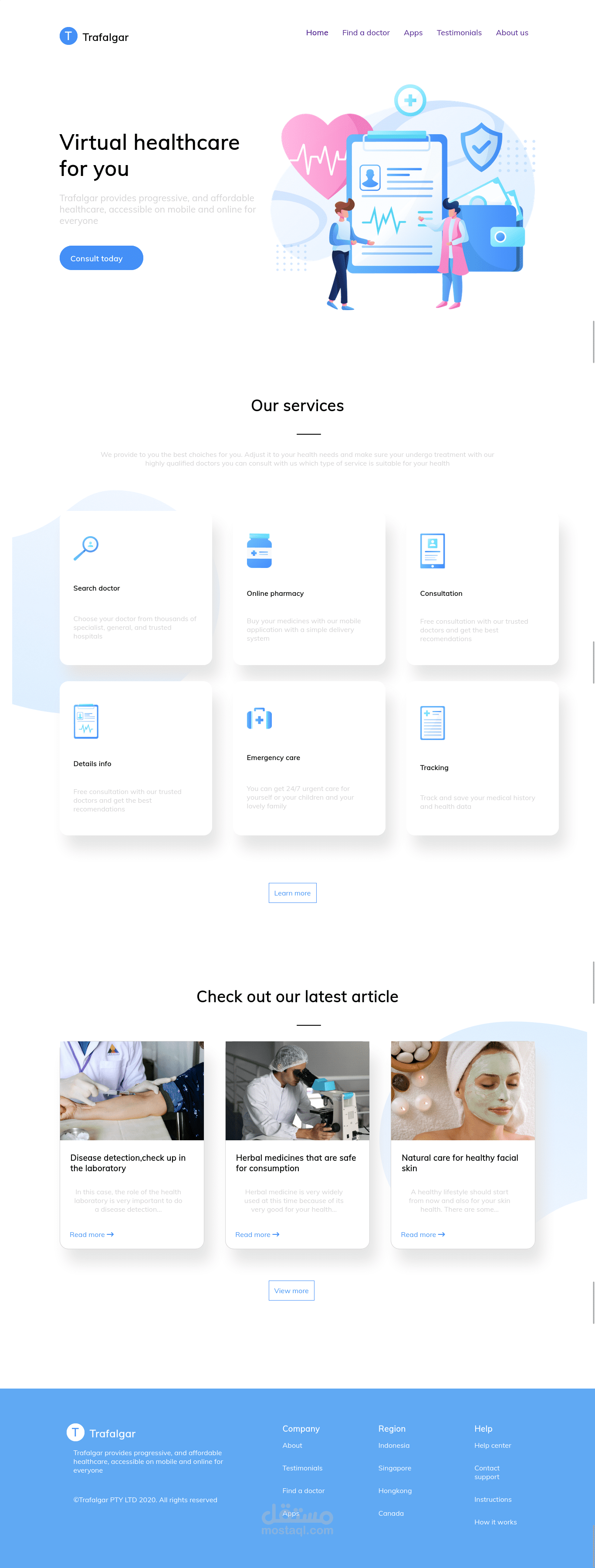 landing page for vitual health care | مستقل