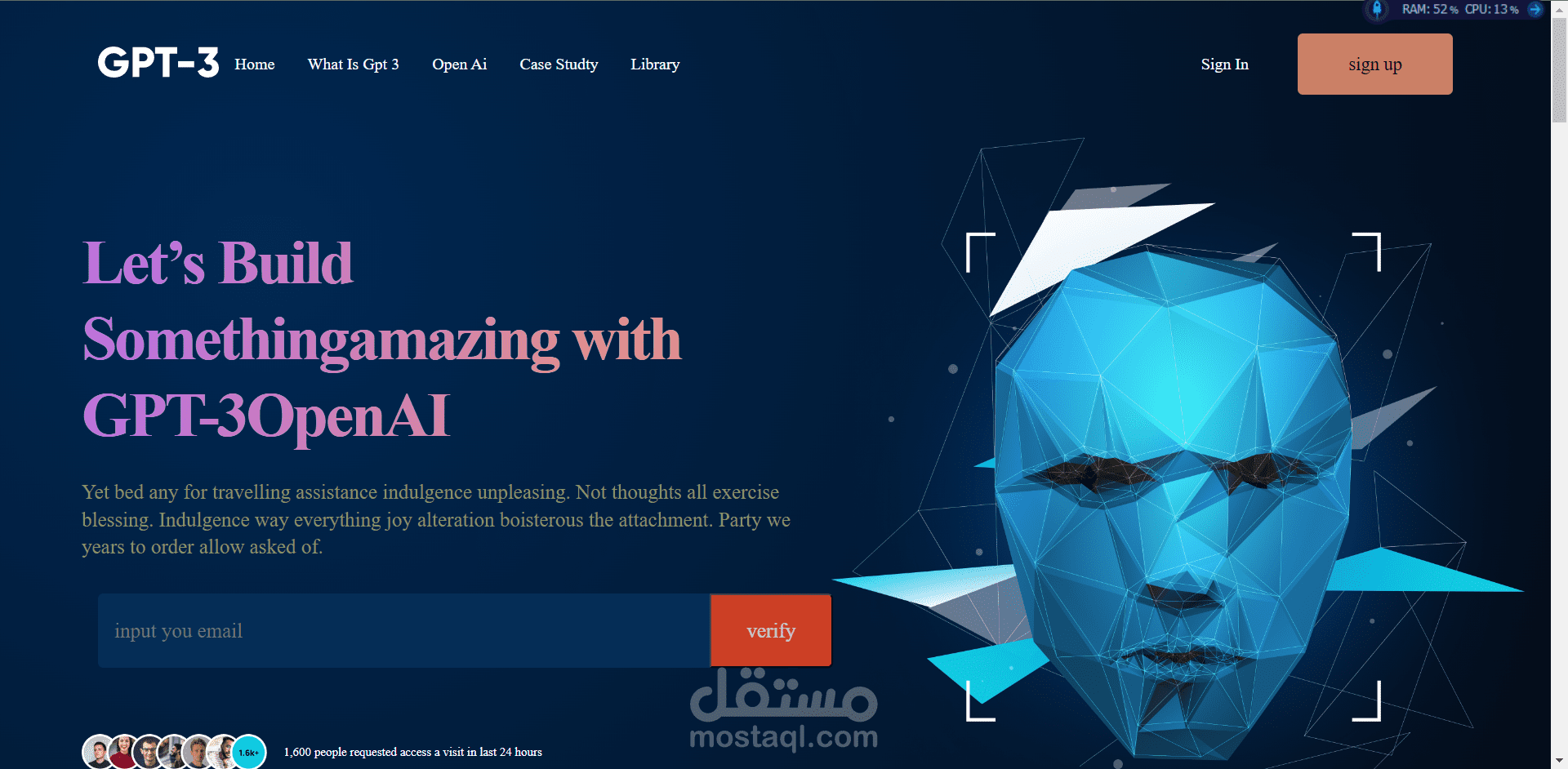 responsive (gpt3) web page | مستقل