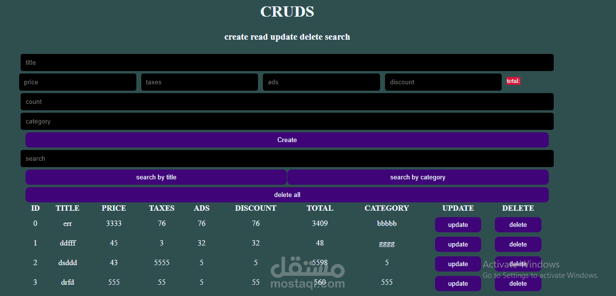 Crud Operation Html Css Js مستقل