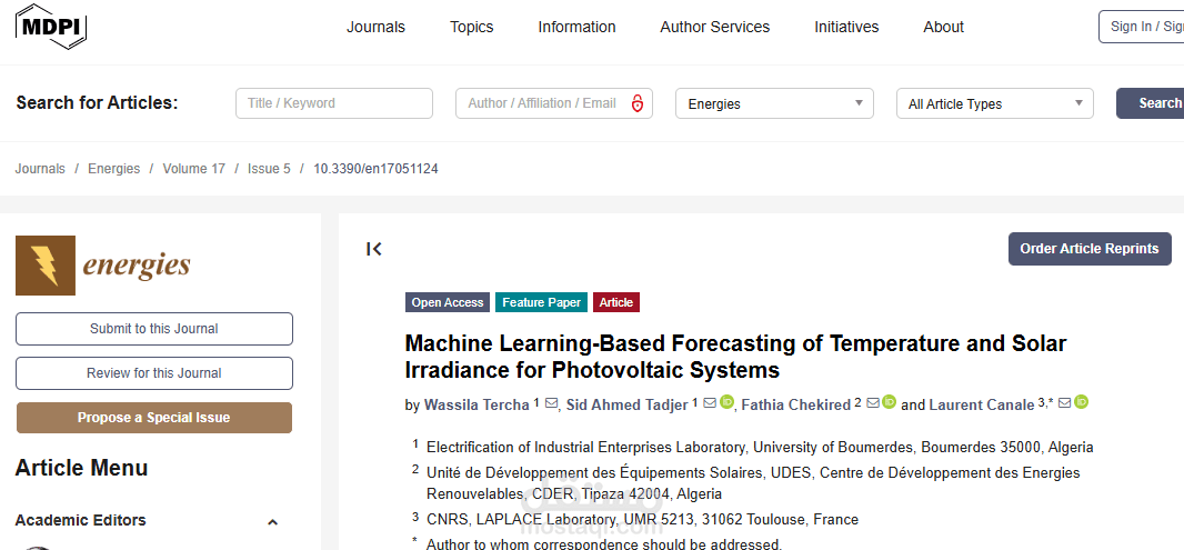 Machine Learning-Based Forecasting of Temperature and Solar Irradiance ...
