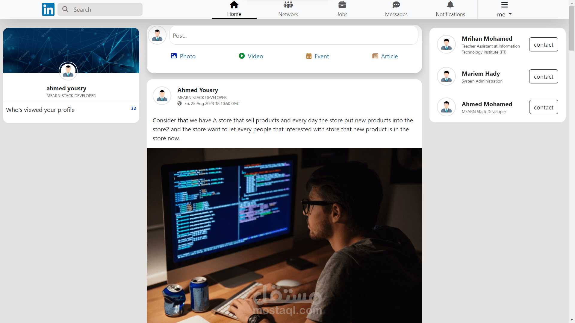 Full-Stack LinkedIn Clone | مستقل