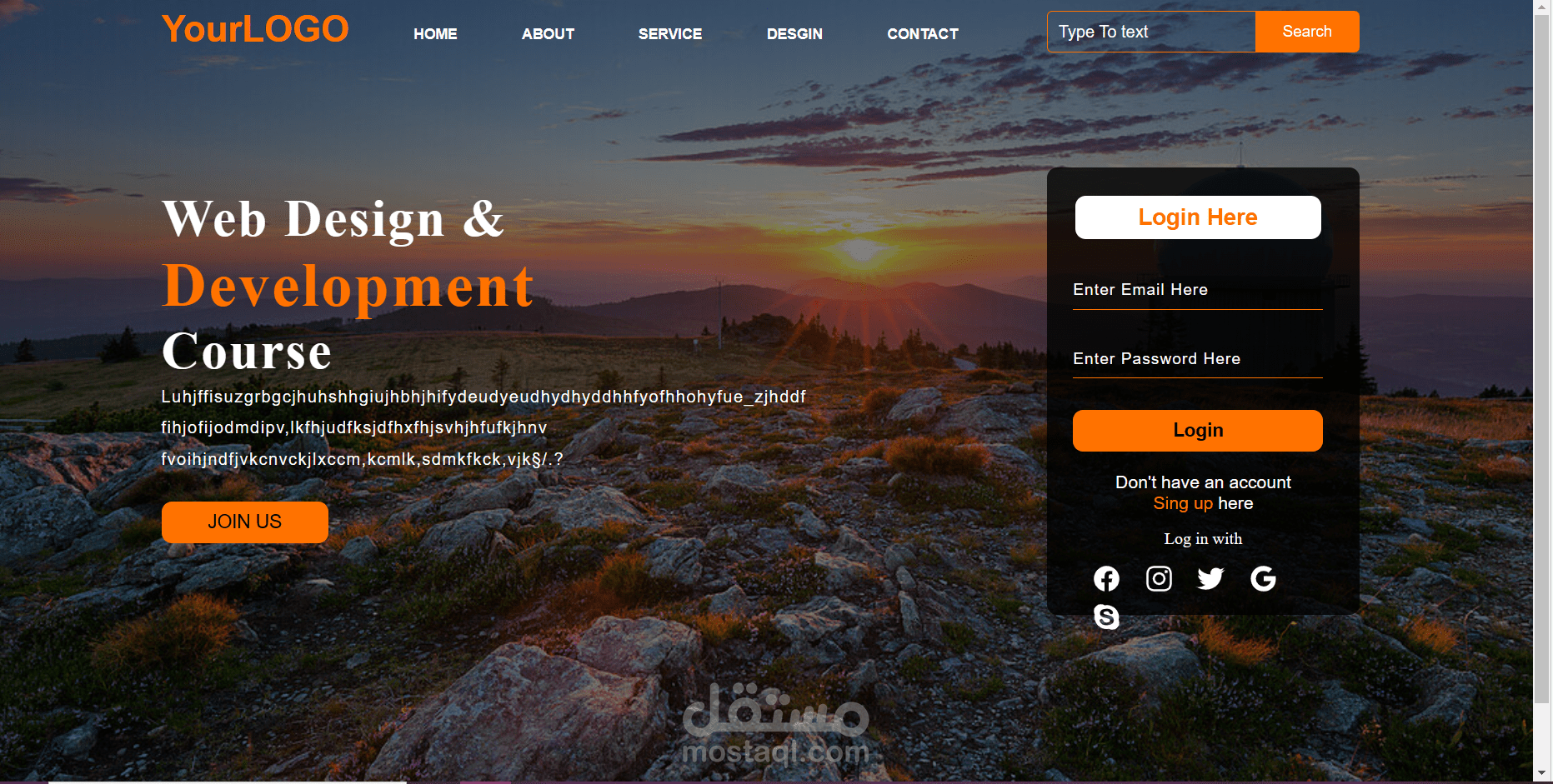 Login page for website | مستقل