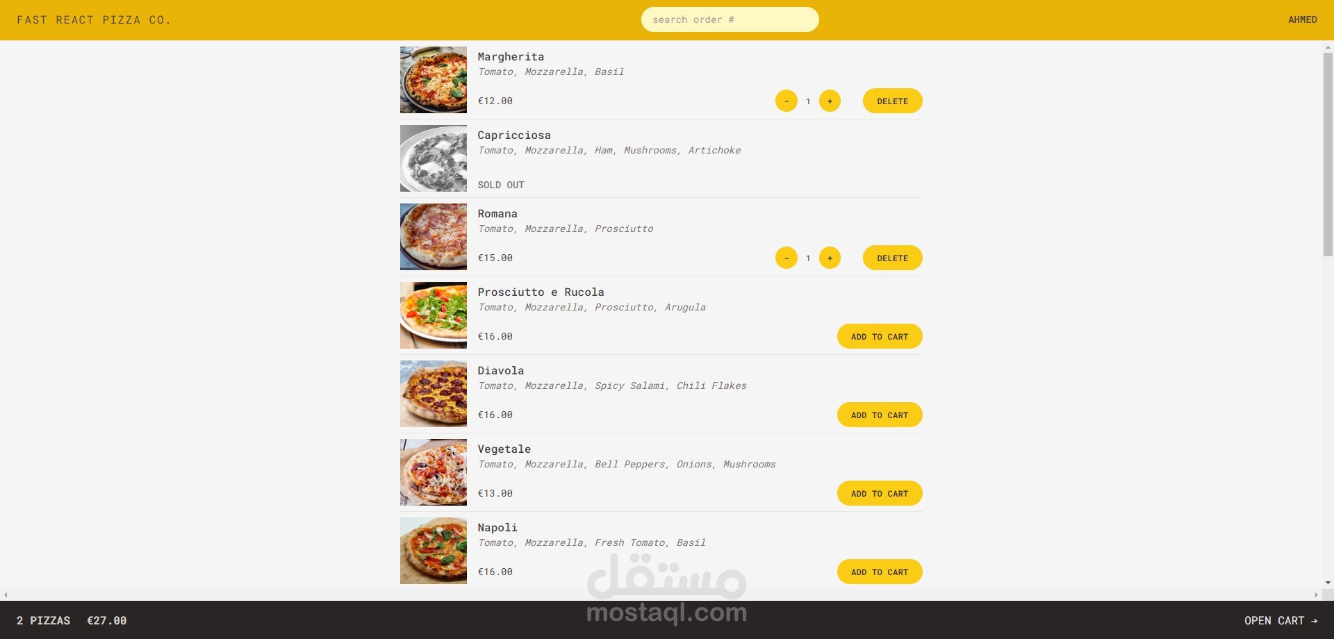 Fast React Pizza مستقل