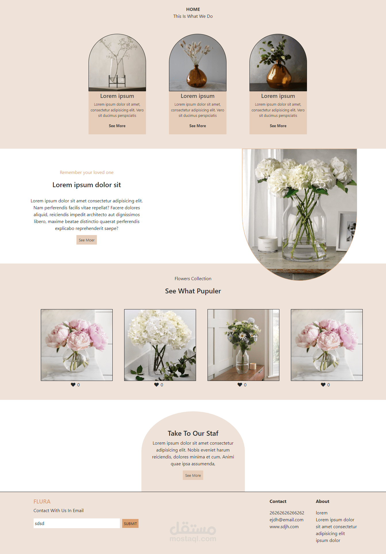 Interface of a flower shop website | مستقل