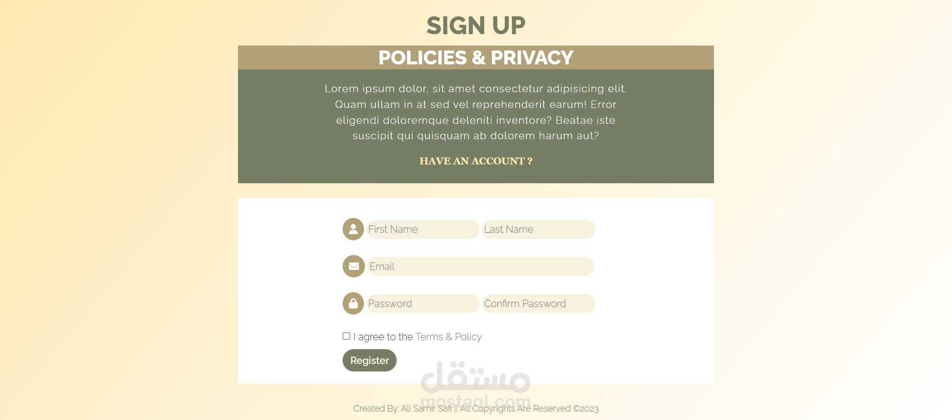 Sign-Up Interface | مستقل