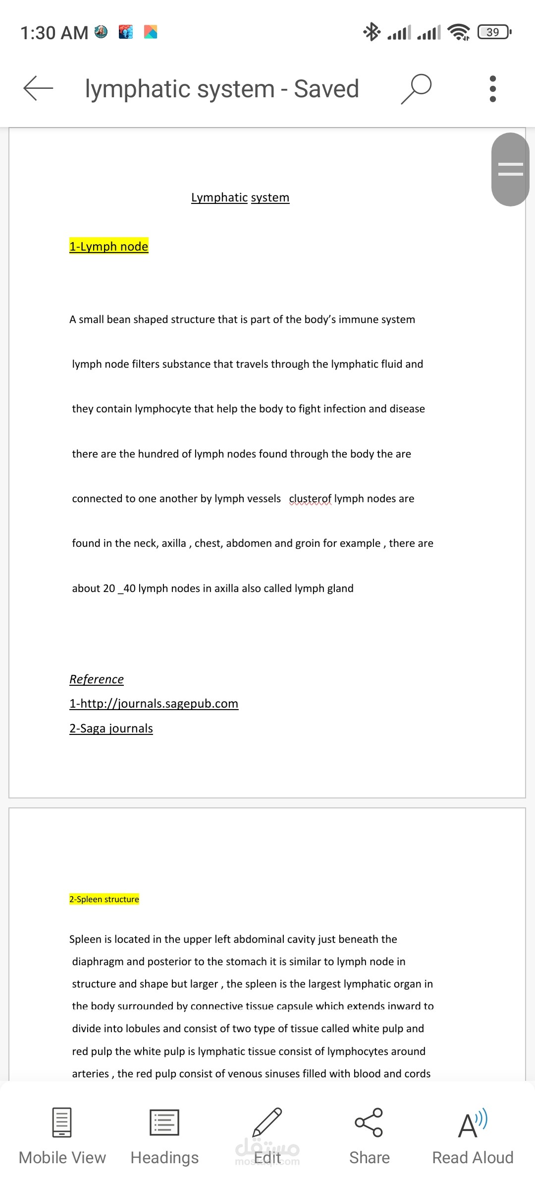 Project about lymphatic system and urinary system | مستقل