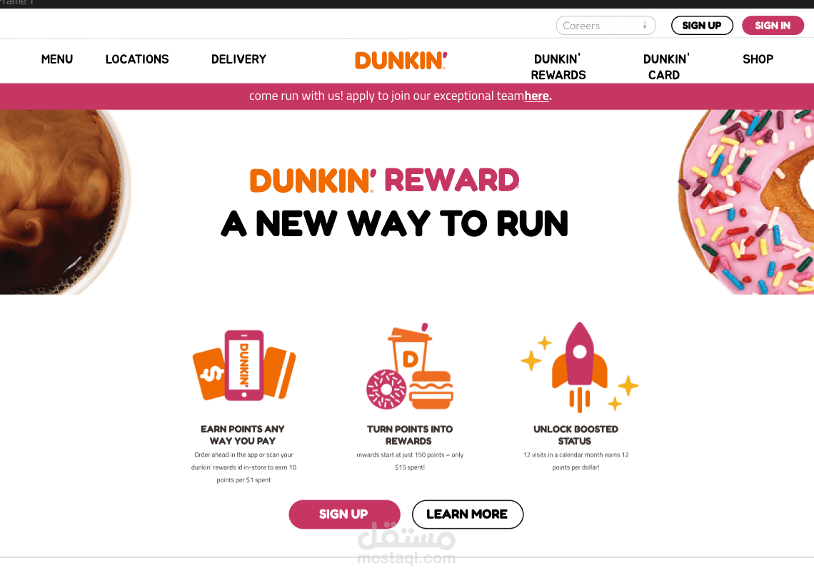Design Home Page Dunkin Donuts | مستقل