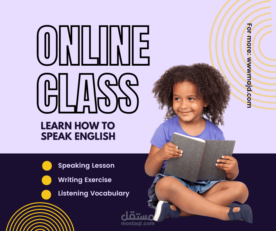 Purple and Yellow Modern Learn Speak English Online Class Facebook Post ...