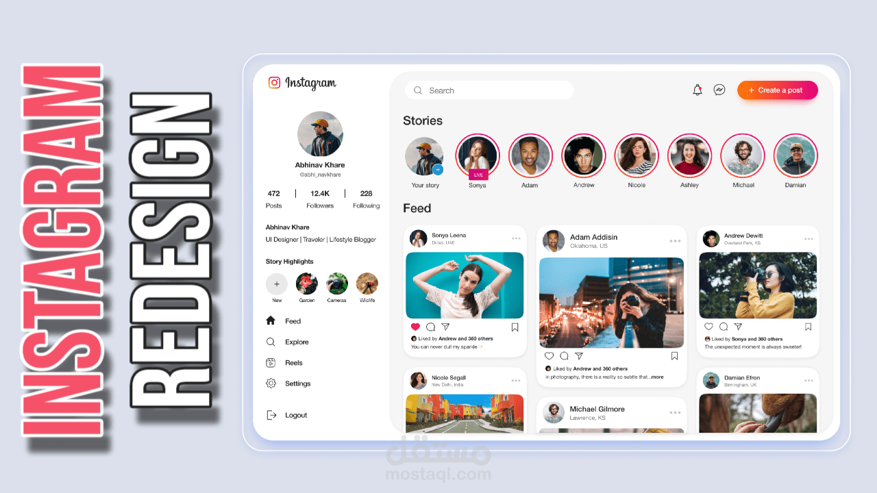 INSTAGRAM REDESIGN WEB APP | مستقل INSTAGRAM REDESIGN WEB APP | مستقل