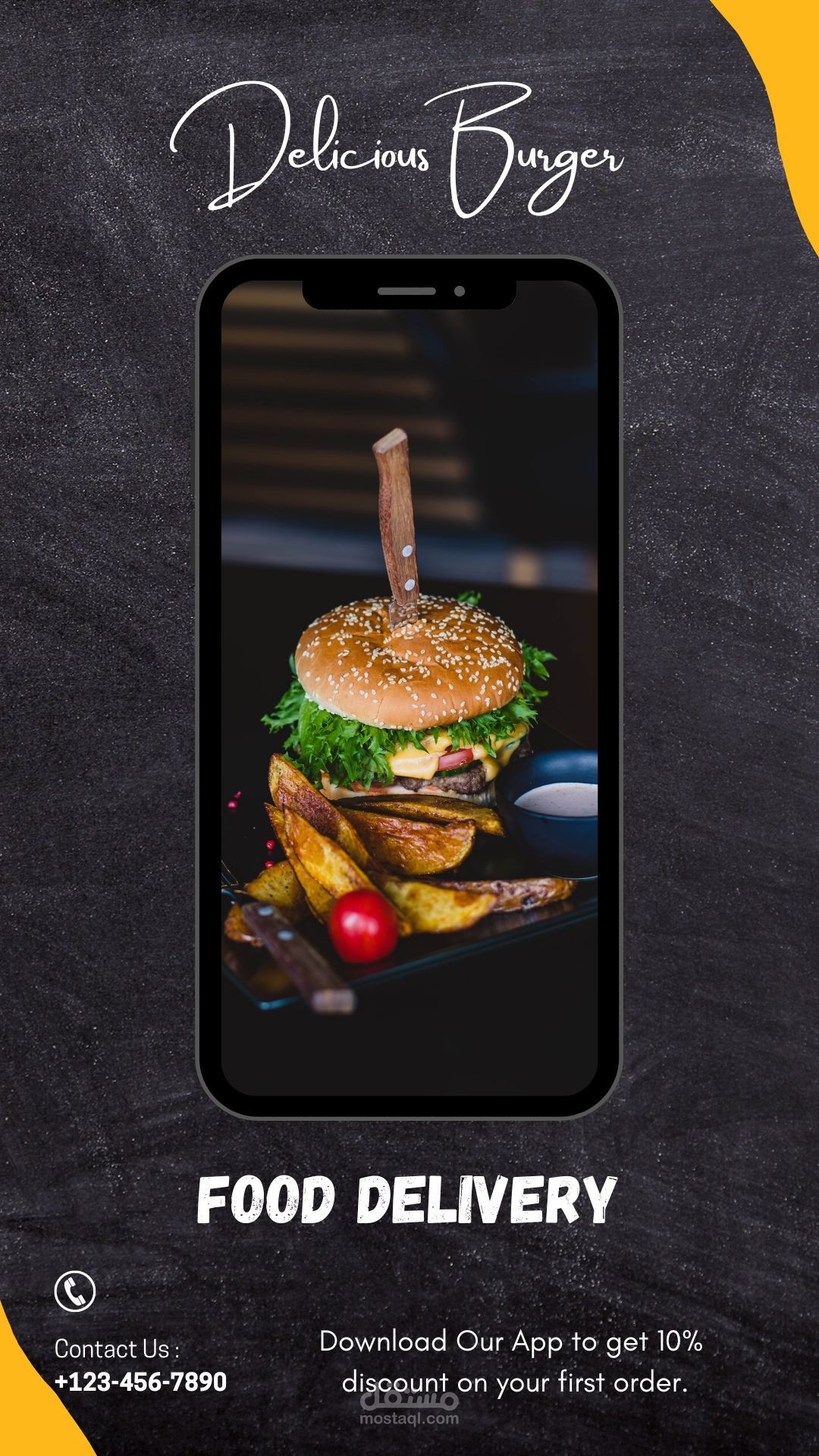 Dark App Fast Food Delivery Instagram Story | مستقل