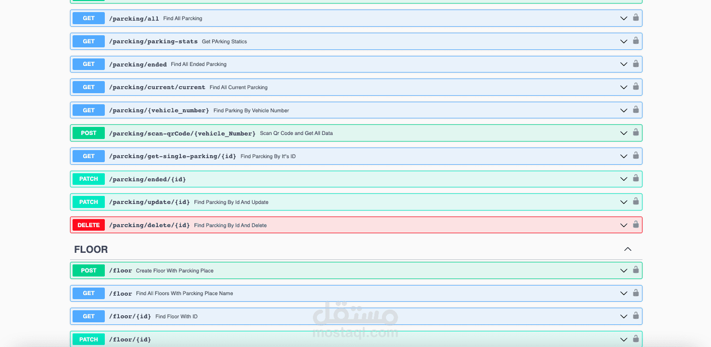 Parking Rest Api | مستقل