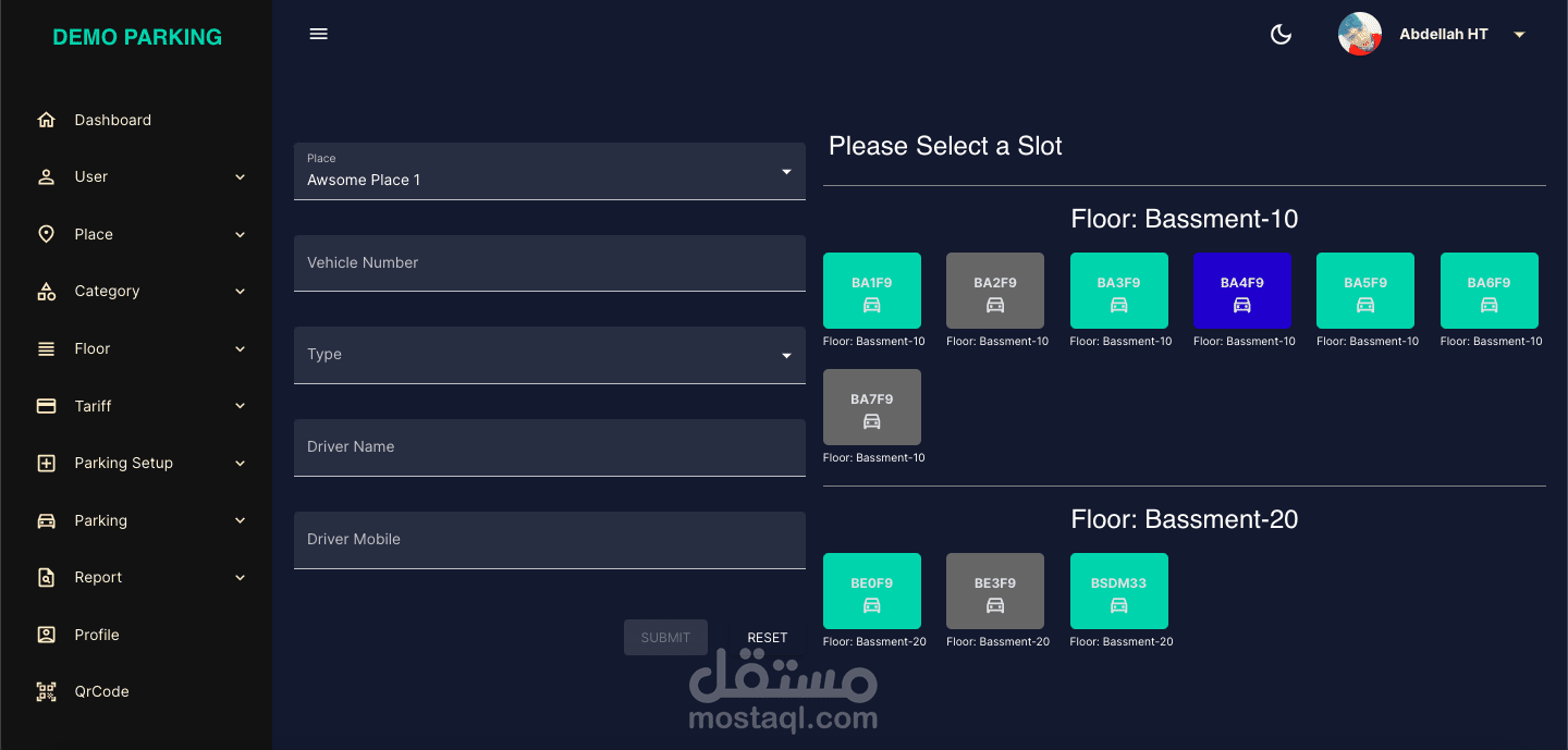 Fullstack Parking Management System | مستقل