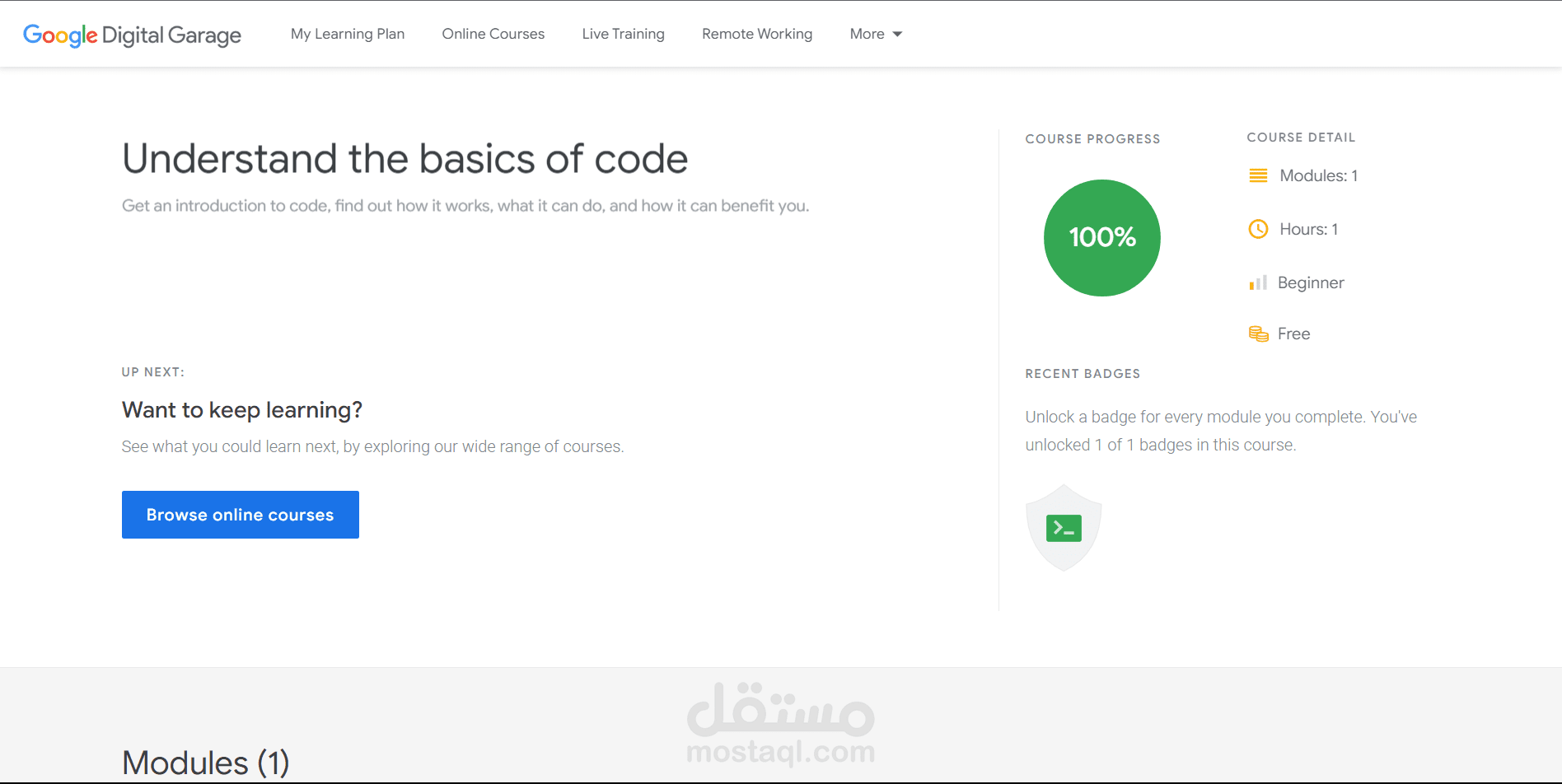 Understand the basics of code-google digital garage | مستقل