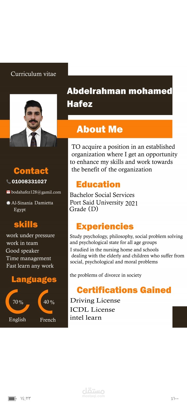 CV عمل سيره ذاتيه | مستقل