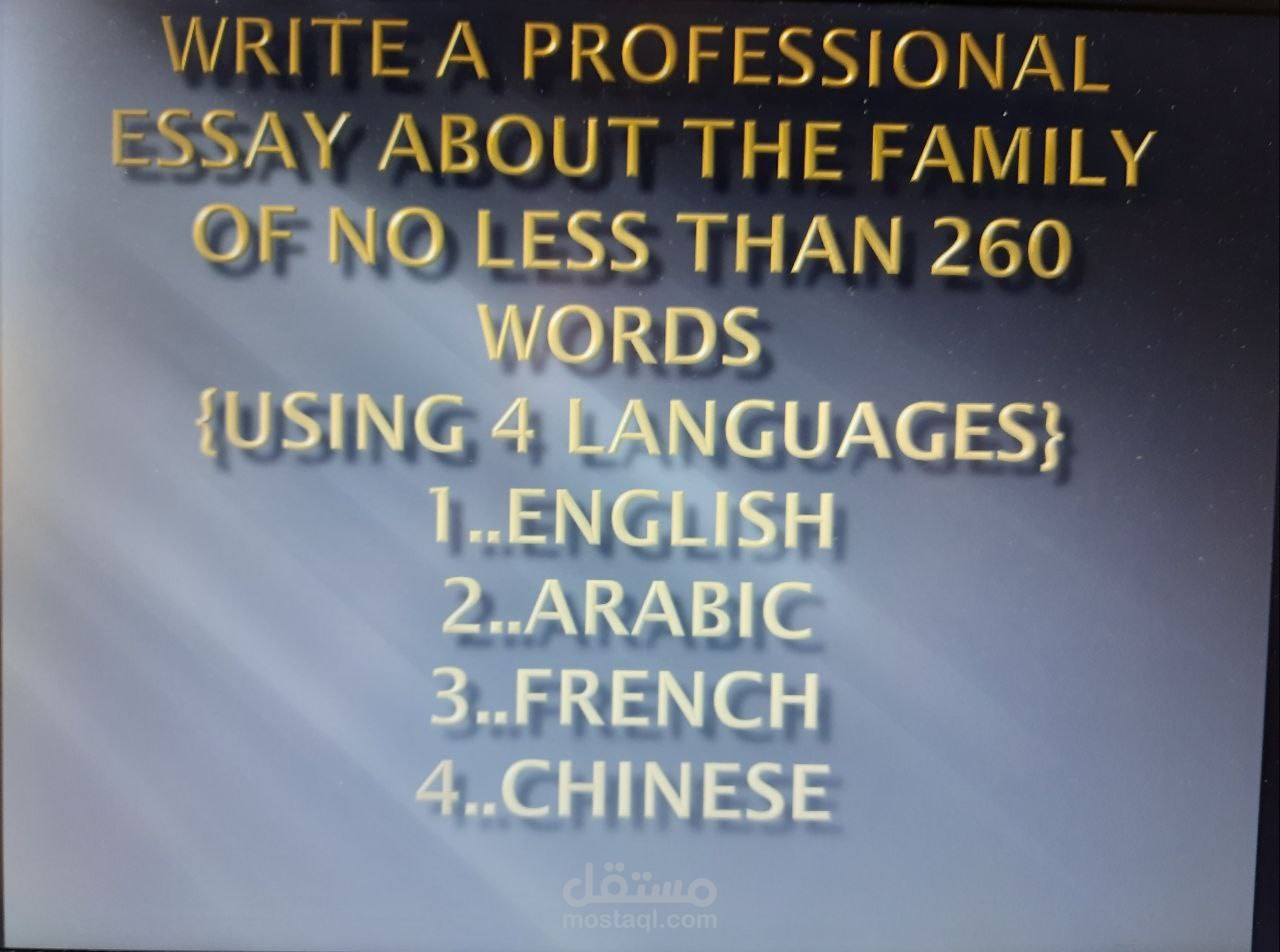 Write a professional essay about the family of no less than 260 words ...