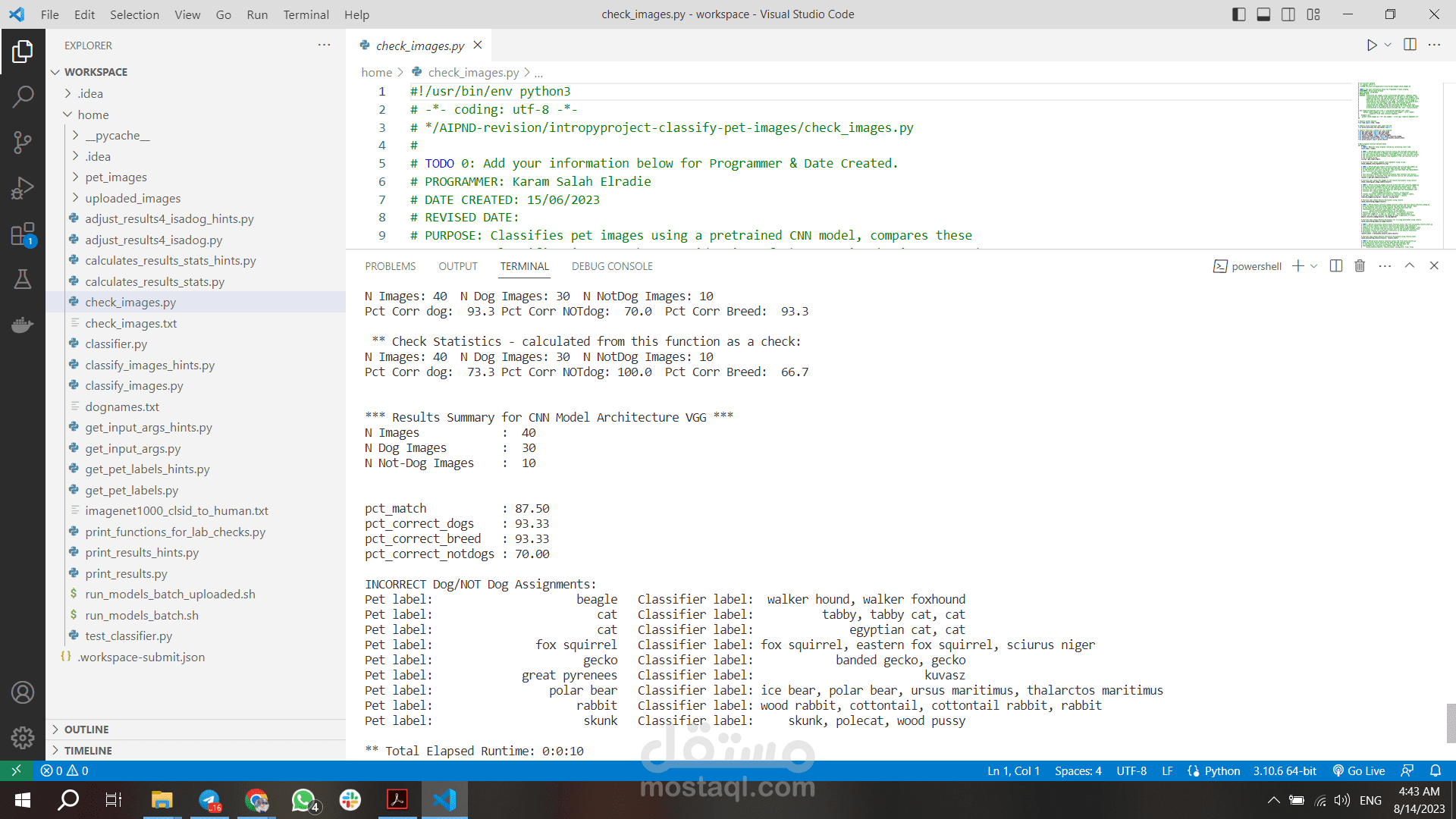 Use a Pre-trained Image Classifier to Identify Dog Breeds | مستقل