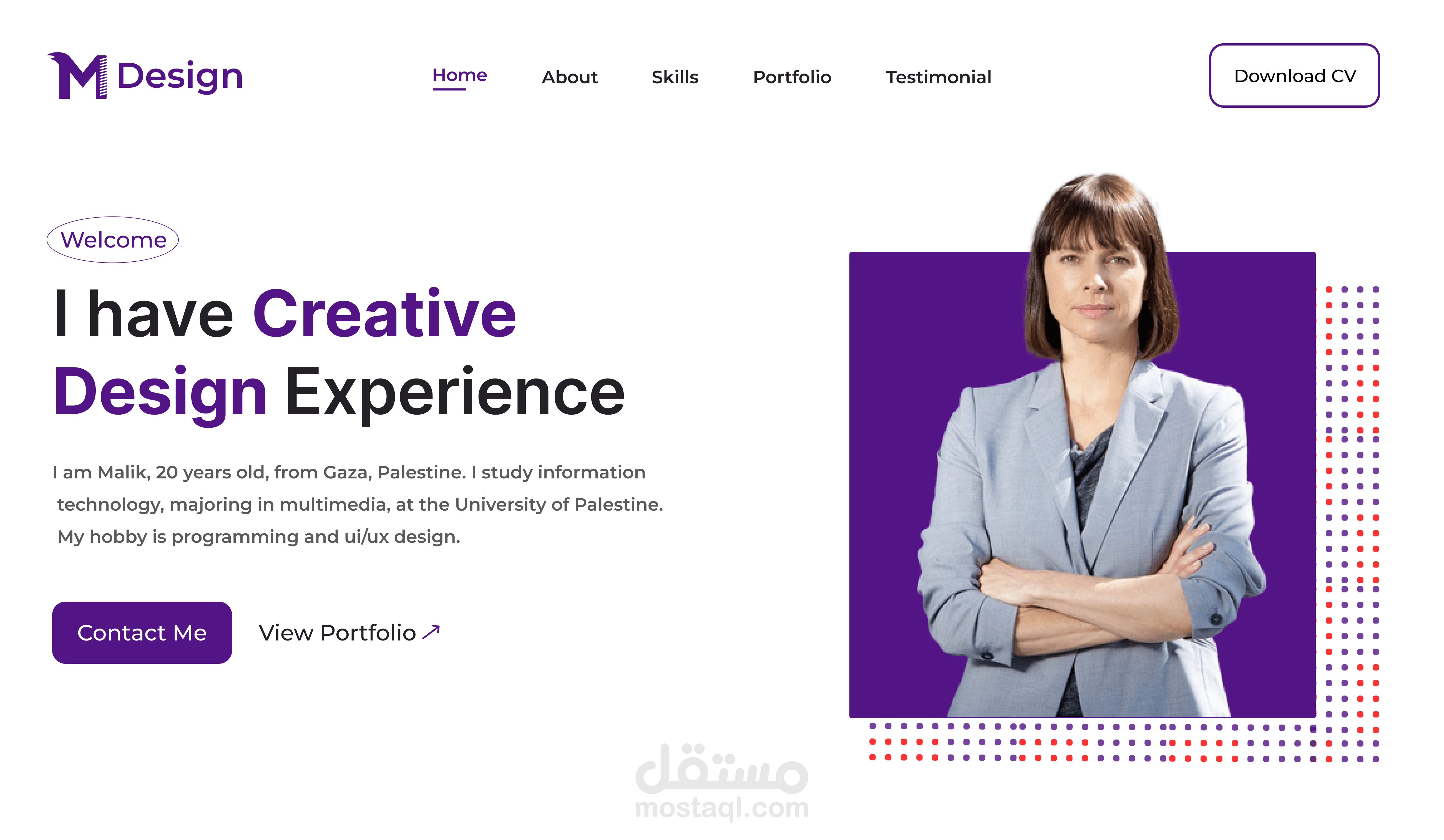 Personal Portfolio Web Design | UI UX Design | مستقل Personal Portfolio Web Design | UI UX Design | مستقل