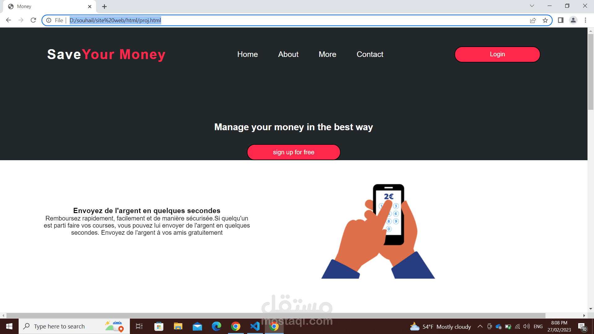 تصميم صفحة ويب باستخدام Html5css3java Scriptbootstrap مستقل