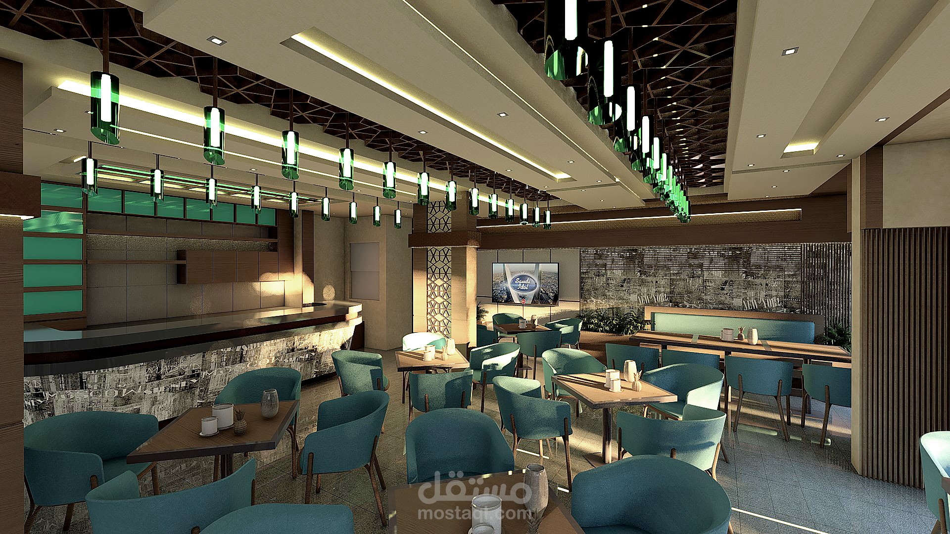 تصميم عصري بسيط كافيه مواسم ابحر | مستقل