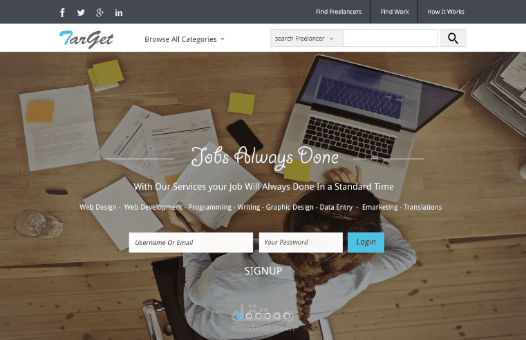 Target Website interface | مستقل