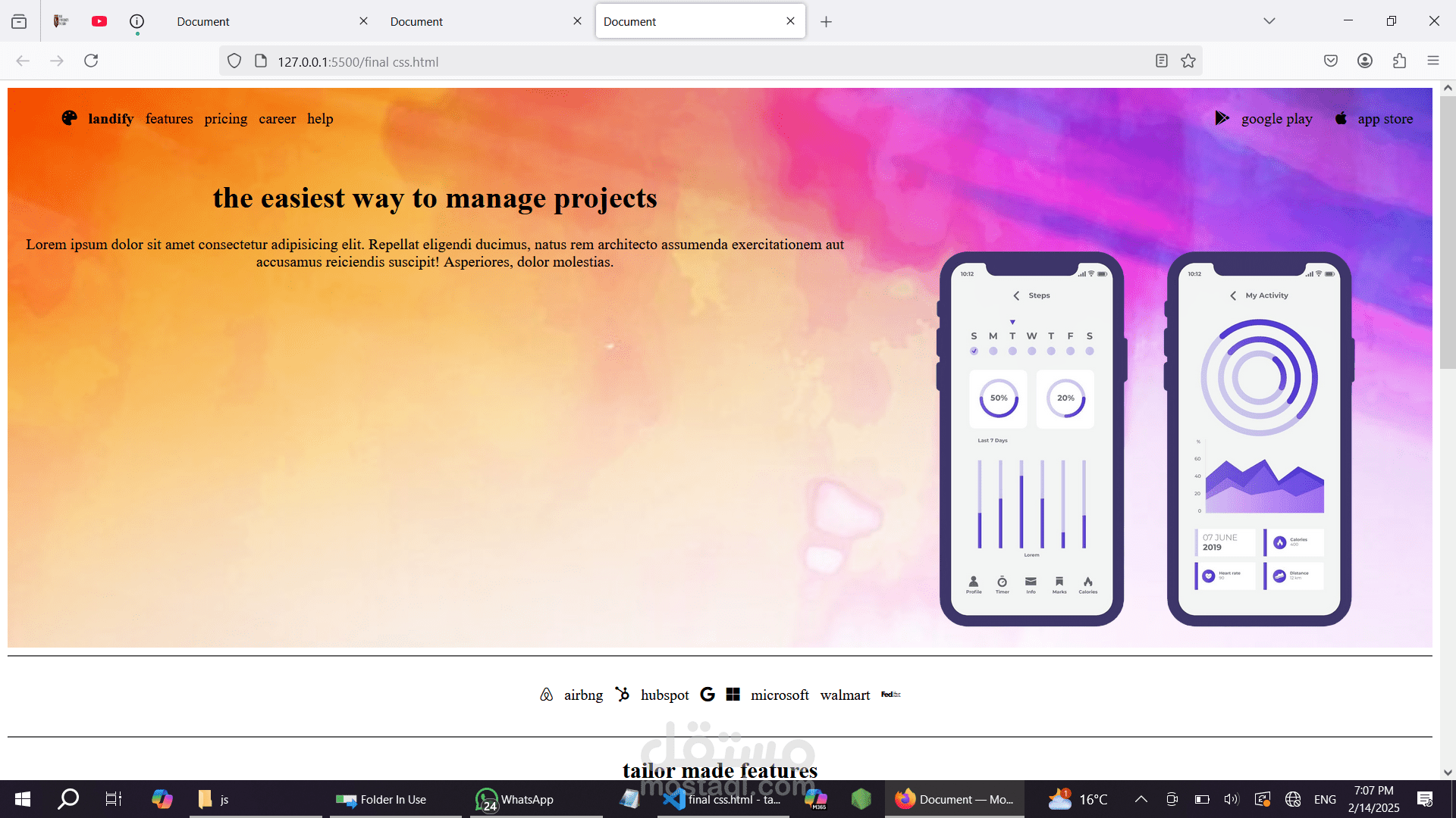 a figma designed coding website | مستقل