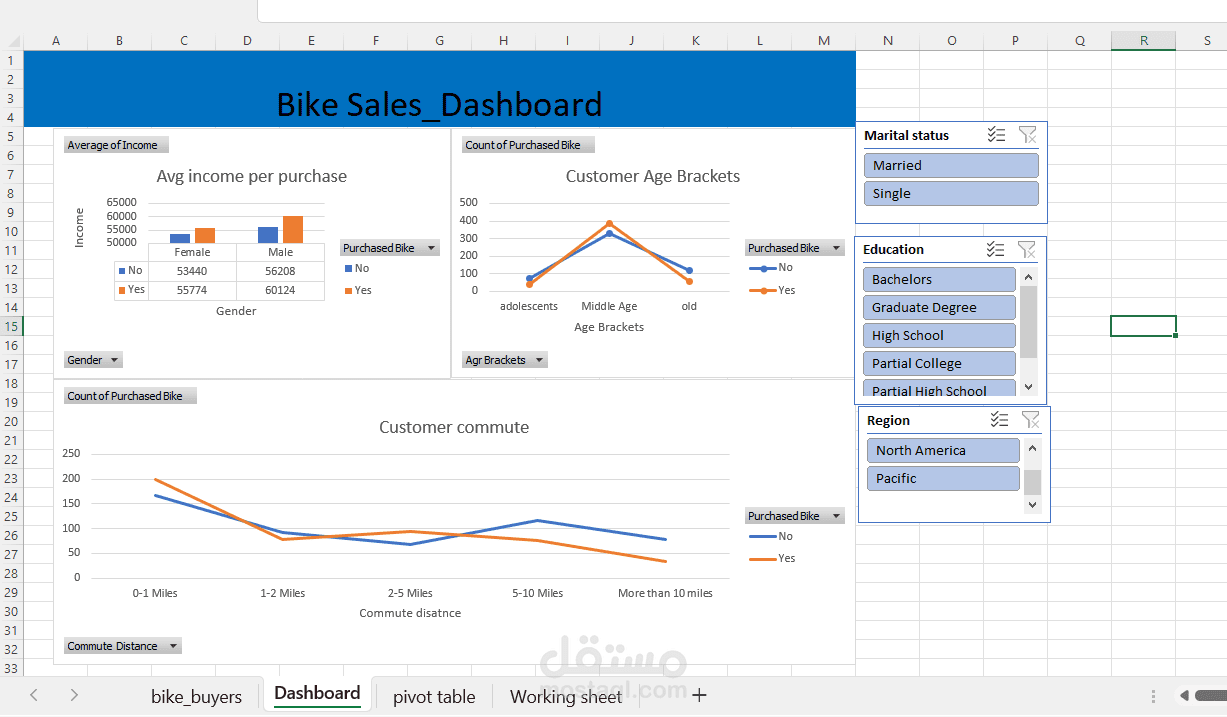 by excel Analysis bikes company sales | مستقل