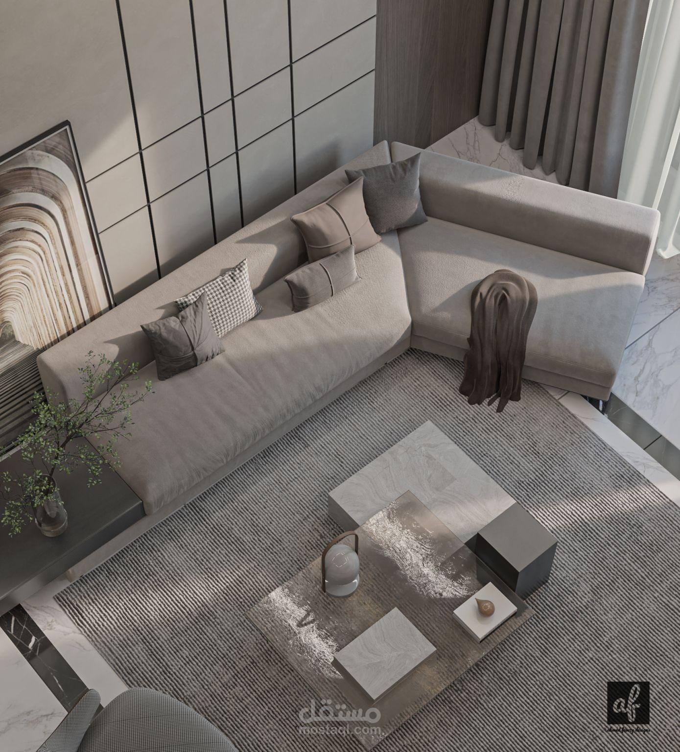 Modern Interior Design, Living Room, Kuwait | مستقل