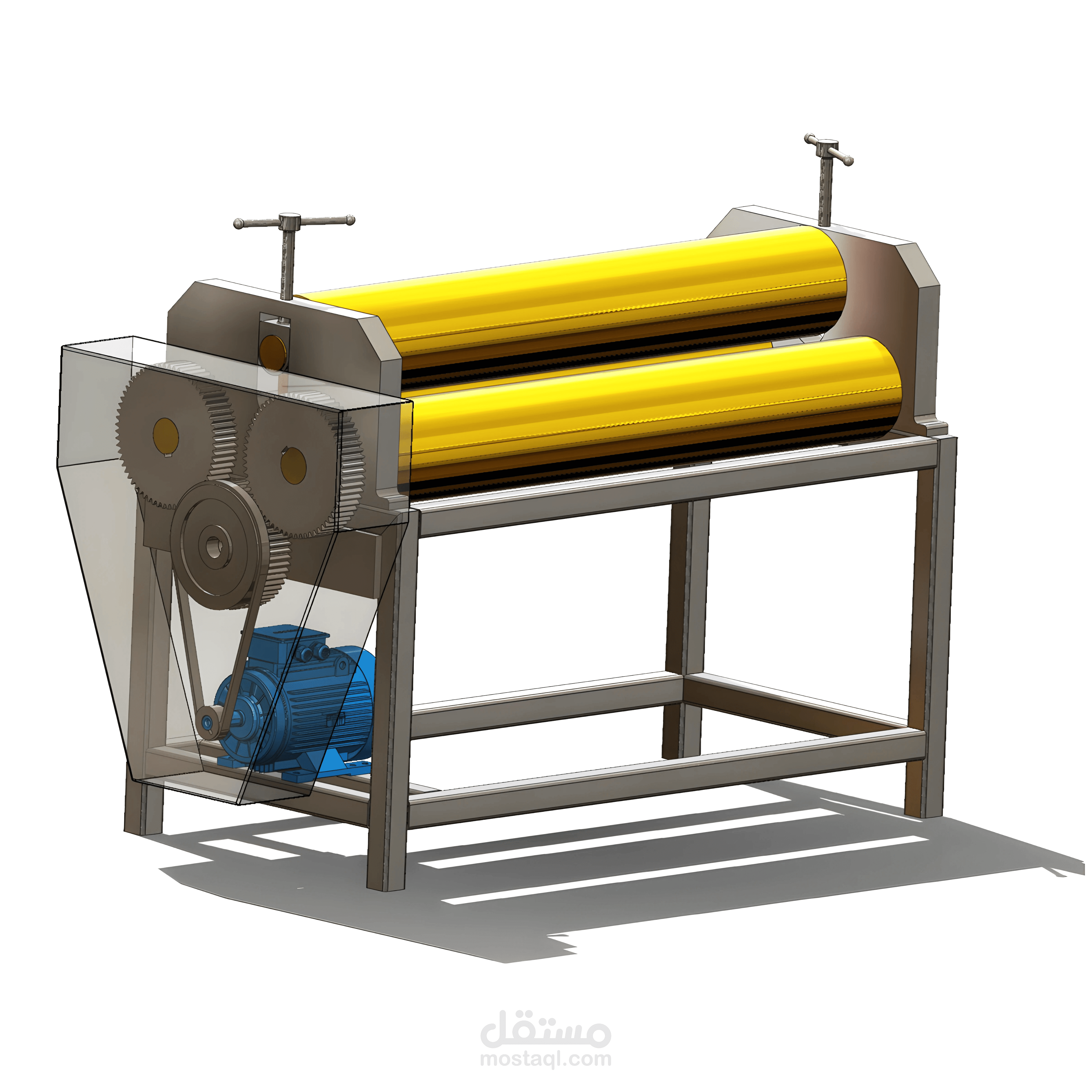 Roller Machine using Sheet Metal and Weldment tools in SolidWorks | مستقل