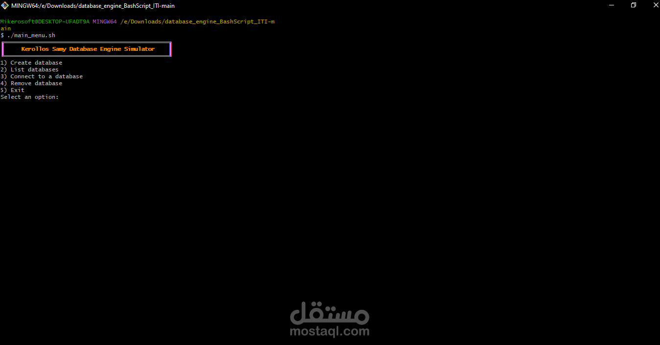 database engine Simulator using BashScript | مستقل