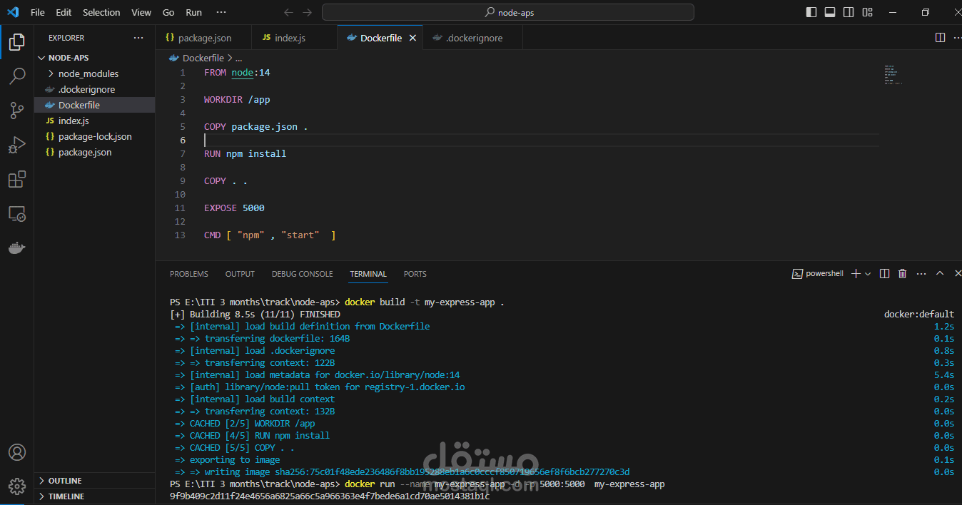 Docker File For Image Nodejs And Run Container As Sample App From It مستقل