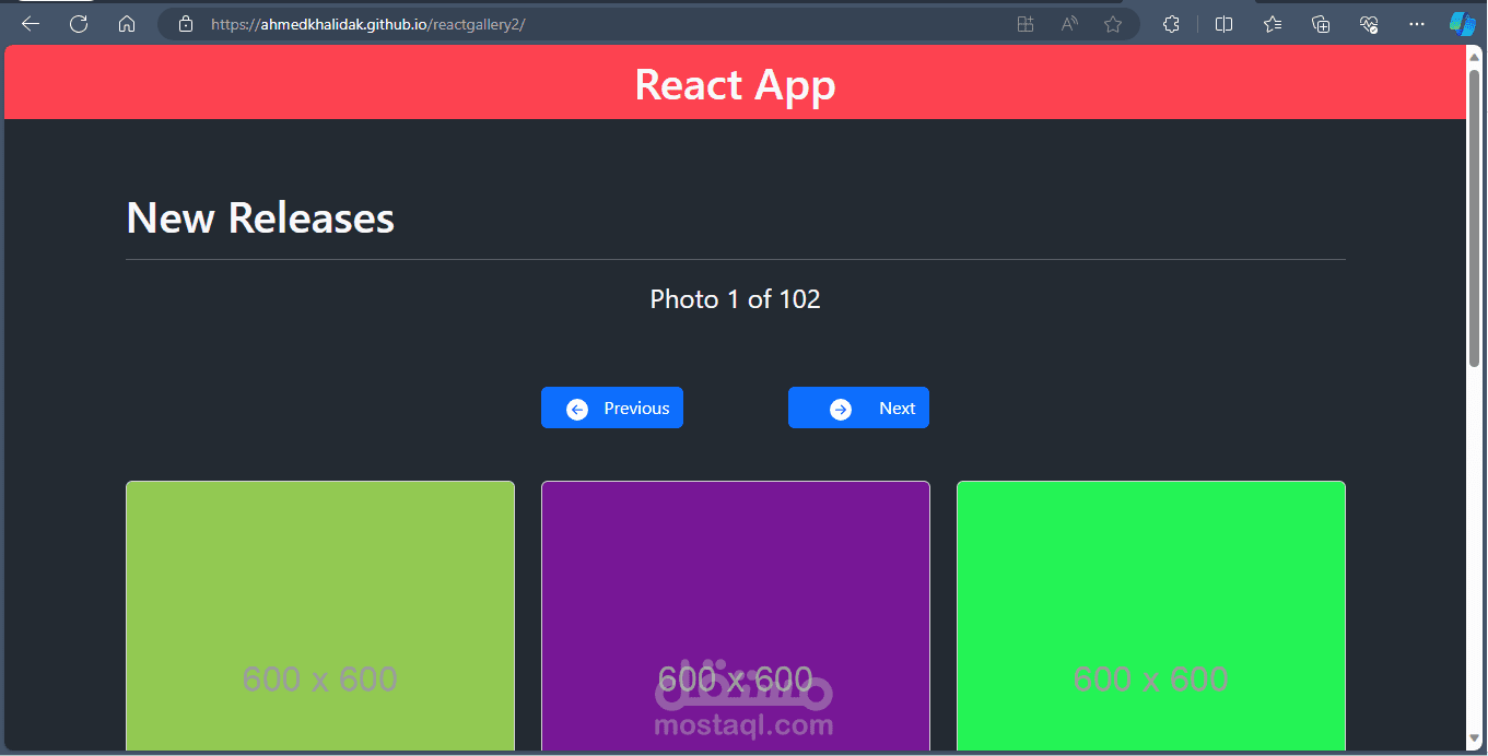 gallery using react.js | مستقل