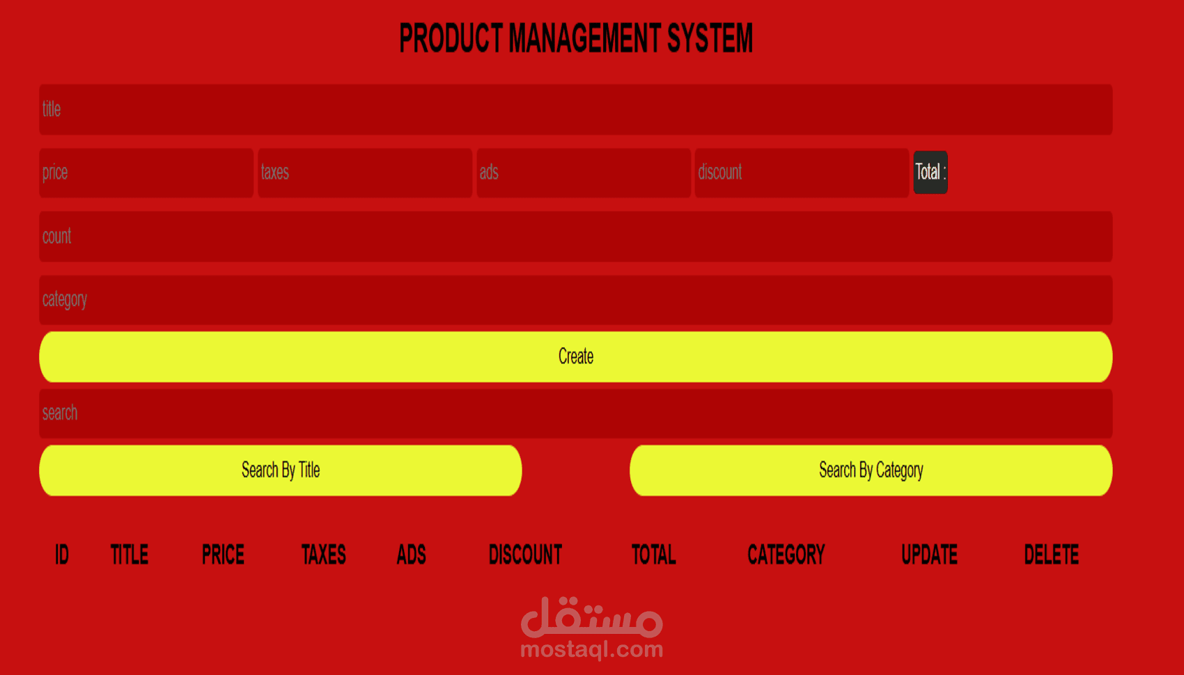 Product Management System | مستقل