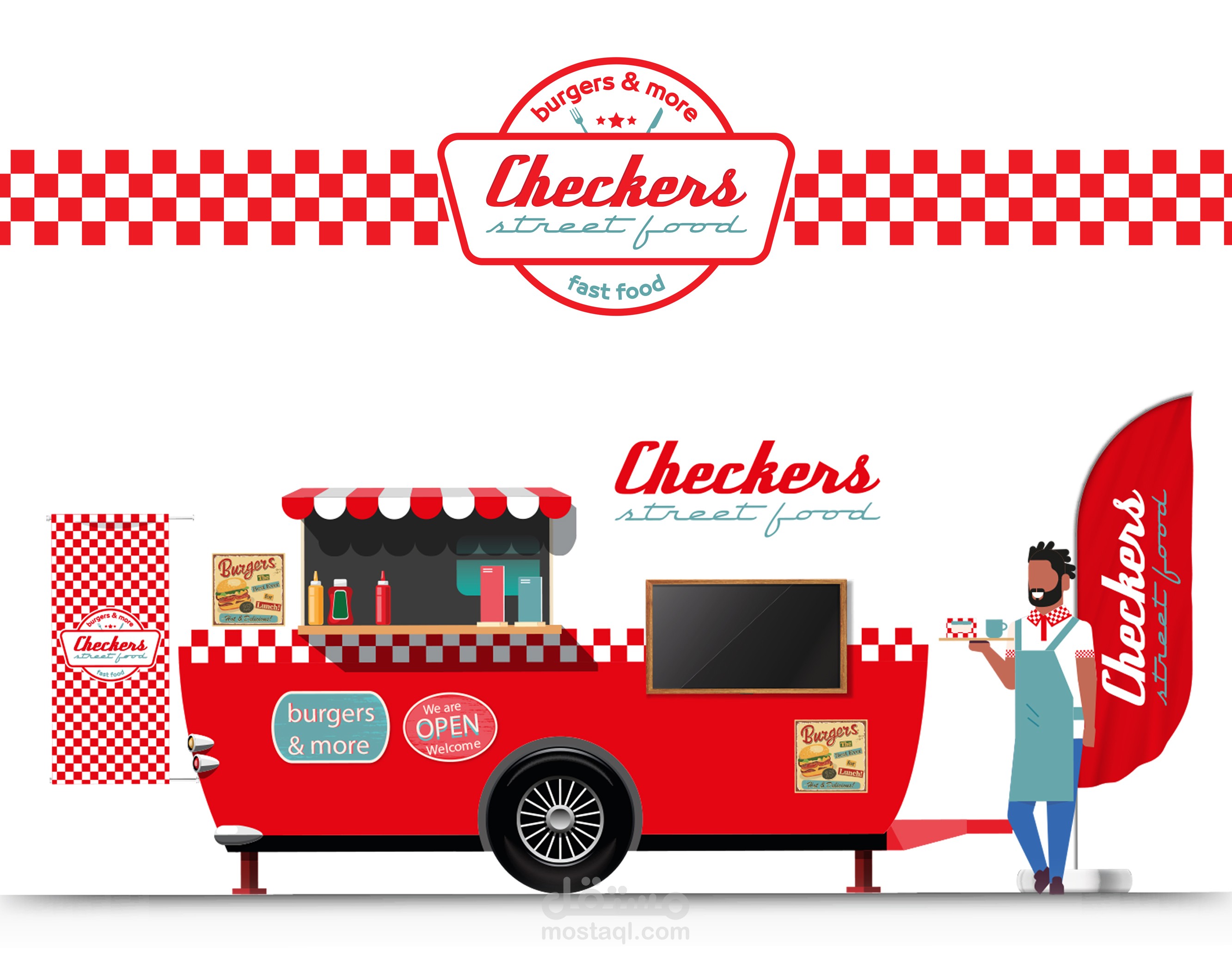 تصميم تغليف (Packaging) لمطعم CHECKERS | مستقل