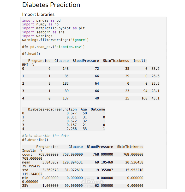 Diabetes Prediction Mode | مستقل