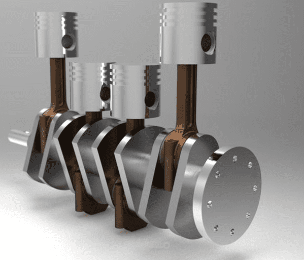 Crank with our pistons and force analysis | مستقل