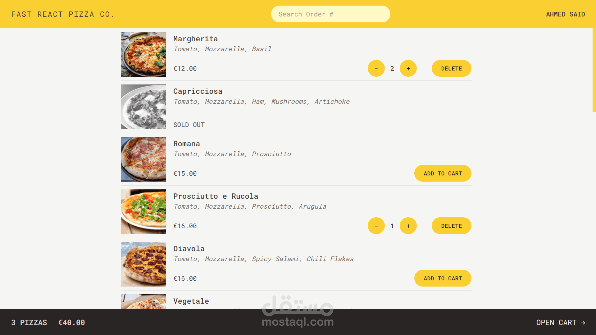 React Pizza App | مستقل