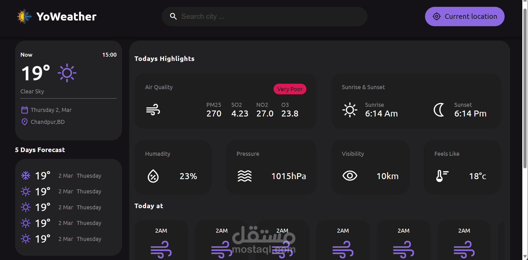 modern weather website | مستقل