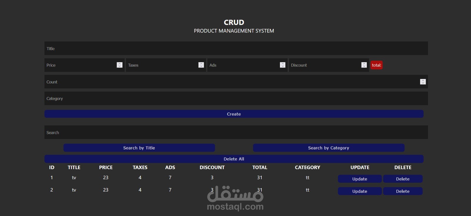 CRUD Application Development | مستقل