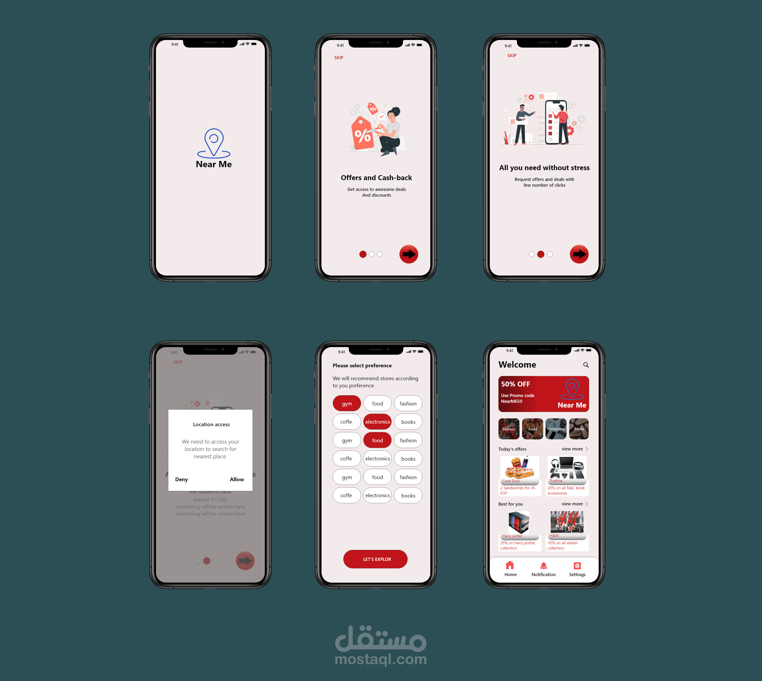 UI UX mobile design for location application places | مستقل