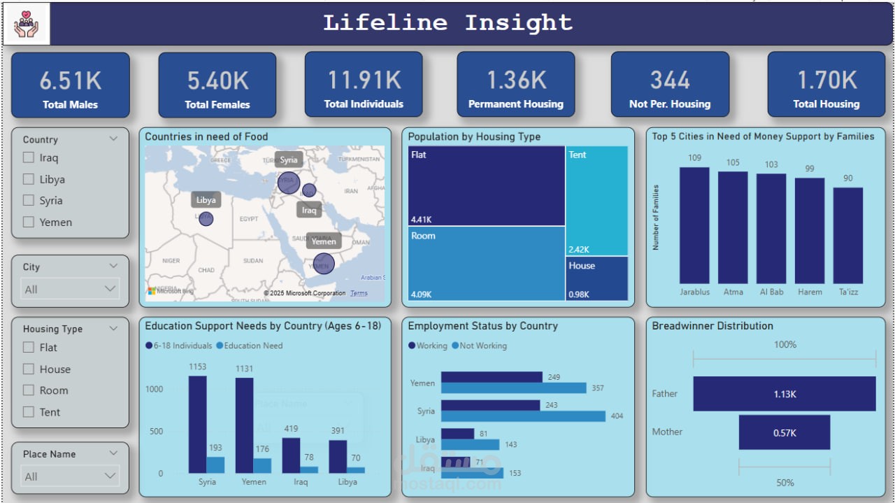 Lifeline Insight | Power Bi Dashboard | مستقل